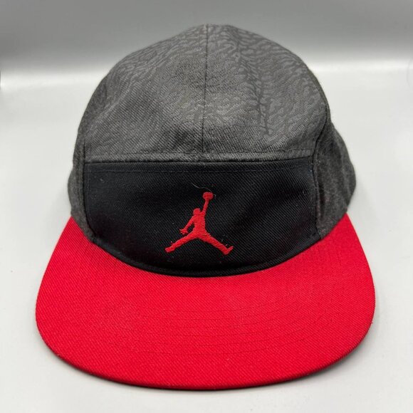 Jordan | Accessories | Air Jordan 5 Panel Hat Men Black Red Cement ...
